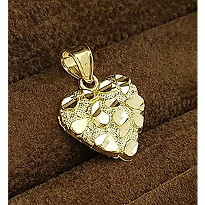AMZ Jewelry 10k Yellow Gold Heart Nugget Pendant Nugget Heart Charm