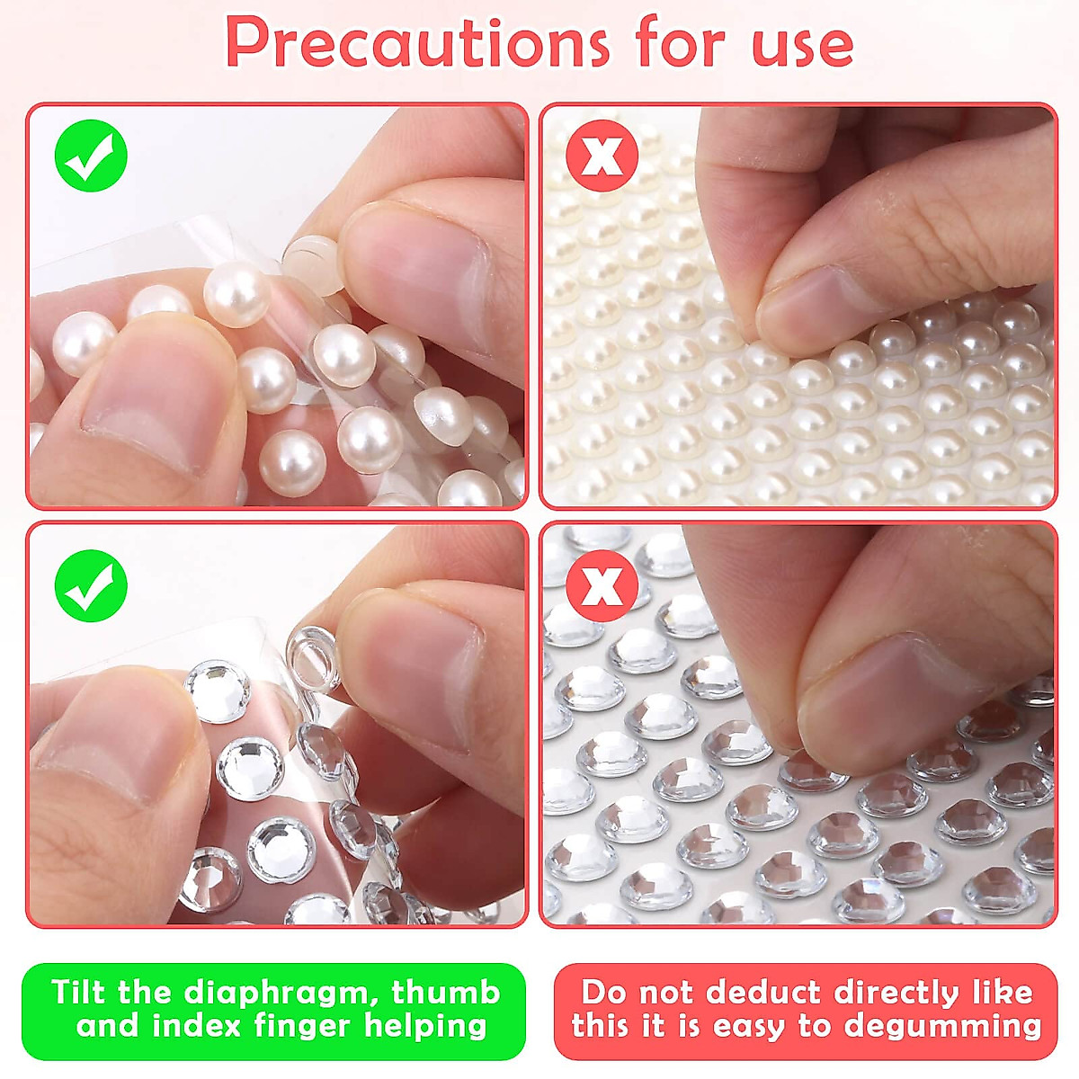 2032 Pieces Self Adhesive Hair Gems and Hair Pearls, Face Pearls and Jewels Stickers for Makeup, Crafts, Home Decor Scrapbooking Embellishments, 7 Sizes 3mm/4mm/5mm/6mm/8mm/10mm/12mm