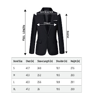 Beninos Mens Slim Fit Casual One Button Blazer Jacket (L, 302Black)