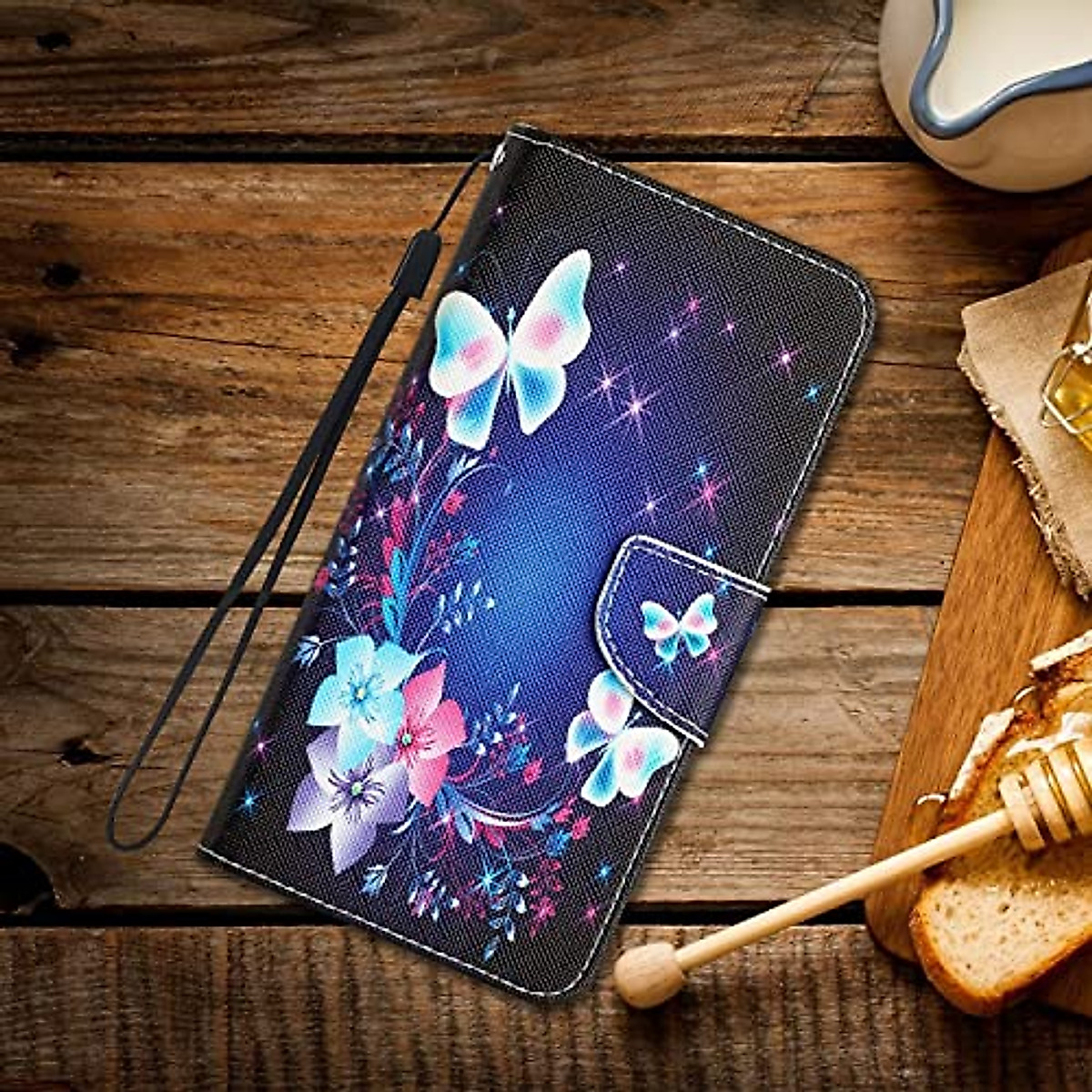 HOOl Cover for Samsung Galaxy A33 5G, Protective Book Case in PU Leather Creative Wallet Pattern Flip Card Slot Magnetic Closure Stand White Butterfly