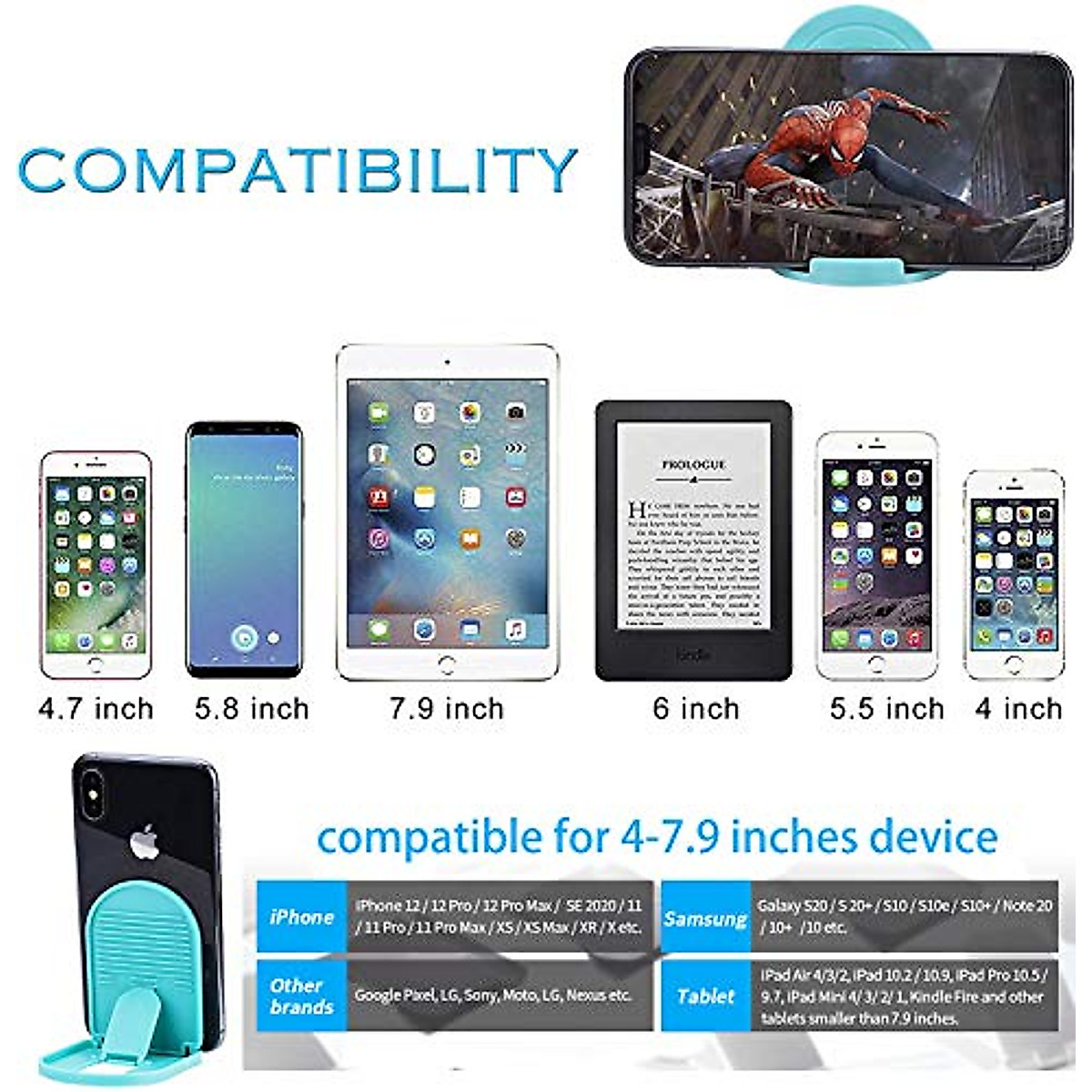 Cell Phone Stand, 6pack Portable Foldable Desktop Cell Phone Holder Adjustable Universal Multi-Angle Cradle for Desk Tablet iPad Mini iPhone X/8/7 Plus/7/6s/6 Samsung Galaxy, Black, White, Blue