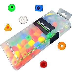 Lacing Beads for Toddlers (60 Stringing Beads,4 Strings) -Educational Montessori Preschool Activities,Toddler Sensory Occupational Therapy Toys Autism OT (with Storage Bag)