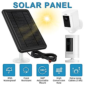 Ring Solar Panels Charger for Ring Stick Up Cam 2nd / 3rd Gen and Ring Spotlight Cam Battery, 5v 4.5w Fast Charging, Weatherproof Outdoor, Keeps Your Camera Continue Charging (Black 2pack)