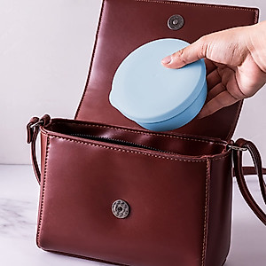 Philbinden Travel Soap Container, 2 Pack Round Plastic Soap Holder with Leak-Proof Lid Keep Bar Shampoo and Bar Conditioner Dry Travel Soap Case for Business Trip Bathroom Gym Shower (Blue+Yellow)