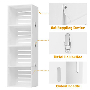 Timy 4-Tier Adjustable Kids Bookshelf Wood Book Storage Toy Storage Organizer Practical Book Storage Rack for Bedrooms Study Rooms Playrooms