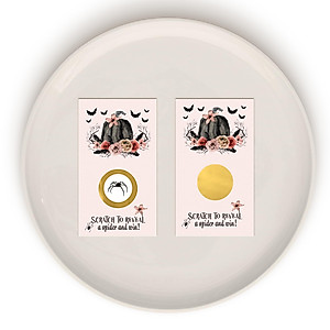 Gothic Pumpkin Scratch Off Cards (30 Pack) Halloween Bridal Shower Games, Spooky Wedding Favors Little Boo Baby Shower Scratch Off Game Favors Pink and Black Raffle Prize Drawings