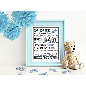 Adorox (Blue (48 Pieces) Small Clothes Pins Baby Shower Clothespin Favors Pink Girl Blue Boy Party Game