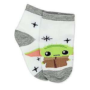 Disney Star Wars Mandalorian Baby Yoda Infant 6 Pack Quarter Socks (18-24 Months, Blue)