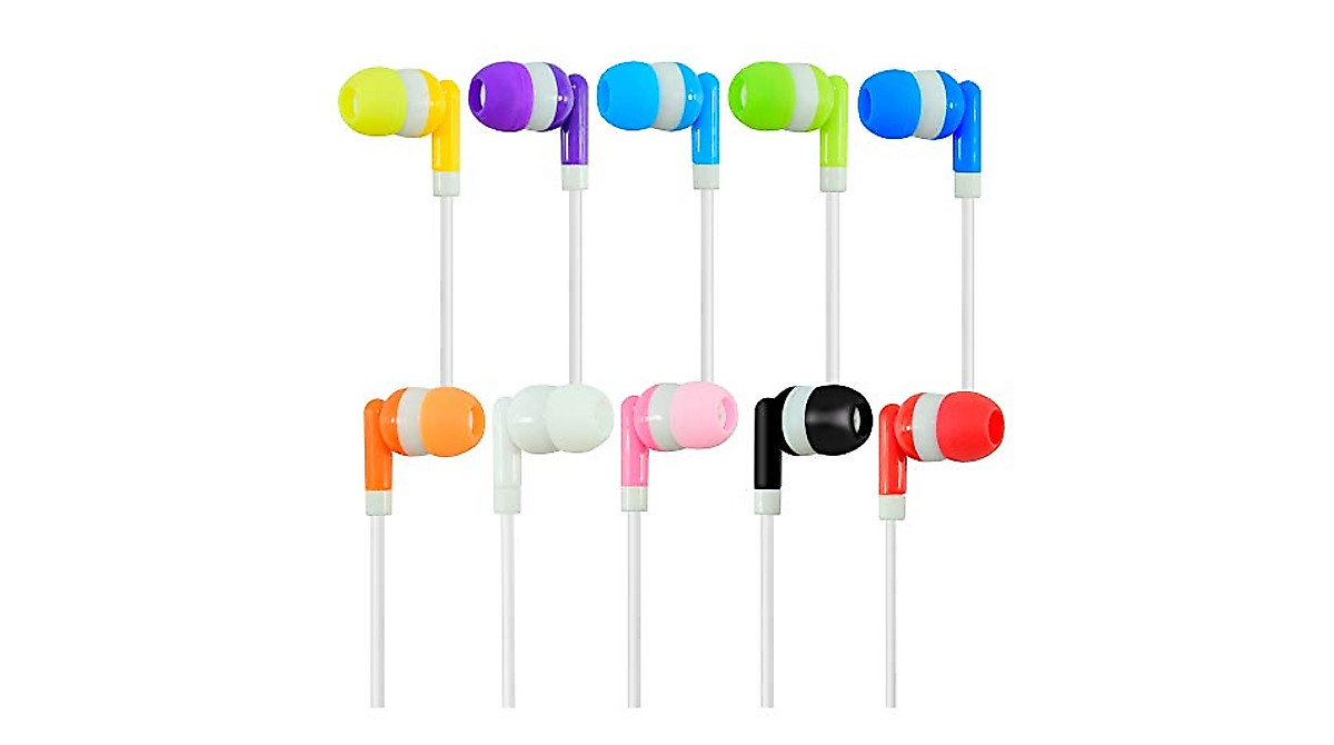 Wholesale Kids Earbuds Bulk Pack for Schools & More - Vibrant Colors