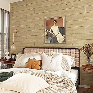 Skyblur Vinyl Planks Flooring Peel and Stick Floor Tile Natural Wood Tiles for Floor Stickers Removable Self Adhesive Tiles Bathroom Floor Vinyl Tiles for Kitchen Floor 35x6 Inch 4 Pcs