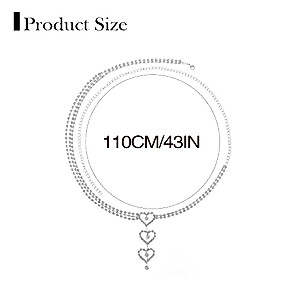 Zoestar Rhinestone Waist Chains Tassel Crystal Waist Chain Layered Crystal Heart Pendant Belly Body Chain Jewelry for Women