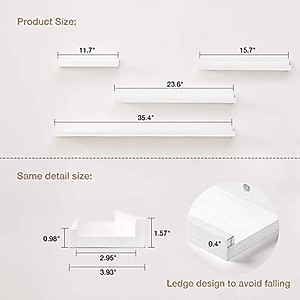 HOMWOO White Floating Shelves Oak Nnatural Wood Small Wall Shelf Modern Design Picture Ledge Shelf for Home, Living Room, Bedroom, Bathroom, Office 1pcs-12inches