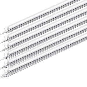 Barrina 8ft LED Shop Light, 44w 4500lm 6500K, V Shape Frosted Cover LED Shop Light 8ft, Linkable LED Garage Light, T8 LED Light Fixture for Garage Ceiling Plug and Play (Pack of 6)