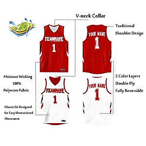 Custom Men Boy Reversibe Basketball Jersey 90s Hip Hop Athletic Shirts Personalized Printed Name Number