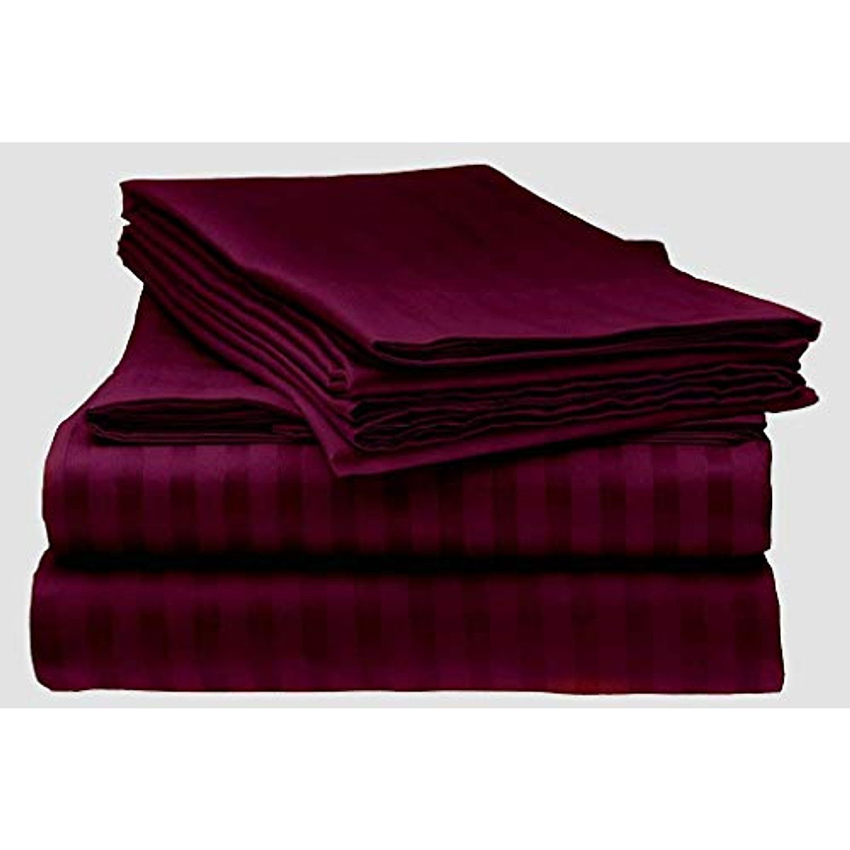 100% Egyptian Cotton Wine Stripe, Grand King Size Egyptian Cotton Sheet Set -(4 Pcs) Deep Pockets 30" Inches for Thick Mattress-850 TC Breathable-Super Soft-(Grand King: 80" X 99")