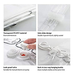 5PCS Vacuum Storage Bags, Hanging Vacuum Storage Bags, Space Saver Vacuum Storage Bags, Large Vacuum Storage Bags for Dresses, Coats, Down Jackets and Other Clothes