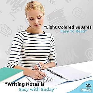 Graph Paper Notebook Quad Ruled Spiral Grid Notebook PACK Of 4 White Paper 100 Sheets Assorted Colors Wire Bound Graphing Books - by Emraw