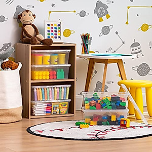 IRIS USA 6.7 Qt. Lightweight Plastic Storage Container Bin with Latching Lid, 6 Pack, for Shoes, Heels, Action Figures, Crayons/Pens, Art Supplies, School Supplies, Stackable and Nestable, Clear