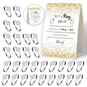 Put a Ring On It,Don't Say Bride or Wedding Game,Bridal Shower Games 50 Guests,Gold Confetti Bridal Shower Game,Engagement Party,Bachelorette Decorations for Party,Bridal Shower Favors-L12