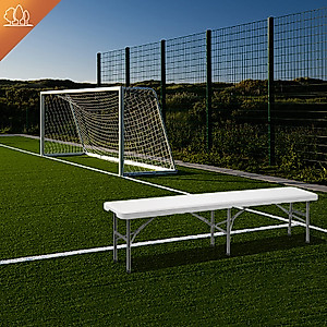 VINGLI 6 feet Plastic Folding Bench,Portable in/Outdoor Picnic Party Camping Dining Seat, Garden Soccer Multipurpose Entertaining Activities, Smooth HDPE Tabletop, 2 Pack, White