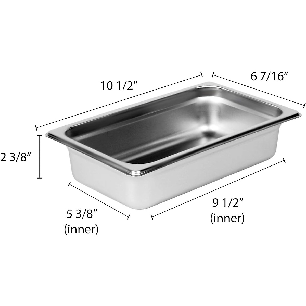 TrueCraftware-Quarter Size 2-1/2" Deep Stainless Steel Anti-Jamming Steam Table Pan 22 Gauge- Chafing Steam Food Pan Anti-Jam Steam Table Hotel Pan for Restaurant Family Events Personal Catering Use