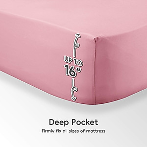 SLEEP ZONE Kids Twin Bed Sheets Set 3-Piece - Super Soft & Cute Kids Sheet Set with Flat Sheet, Fitted Sheet, Pillowcase (Twin, Ballet Pink)