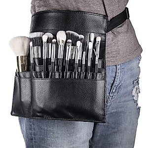 DFIEER 22 Pockets Professional Cosmetic Makeup Brush Bag with Artist Belt Strap for Women (Brush Not Included)
