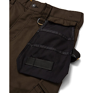 Caterpillar Men's H2O Defender Water Resistant Work Pants with Reinforced Knees, Bellowed Cargo Pocket and Tool Bags, Dark Earth/Black, 34/30