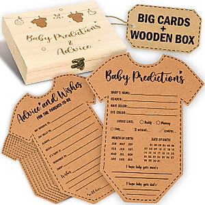 STOFINITY Baby Prediction Cards for Baby Shower Games - Boho Baby Shower Advice Cards for Parents To Be, Gender Neutral Baby Shower Decorations Boy Girl, Fun Baby Games Guessing Activities Box (5x7)