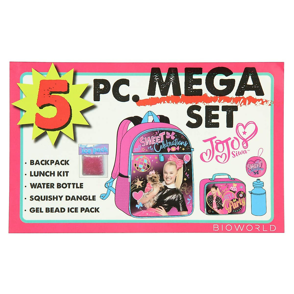 Nickelodeon Jojo Siwa Life's A Party Sweet Celebrations Graphic Backpack 5 PC Mega Set