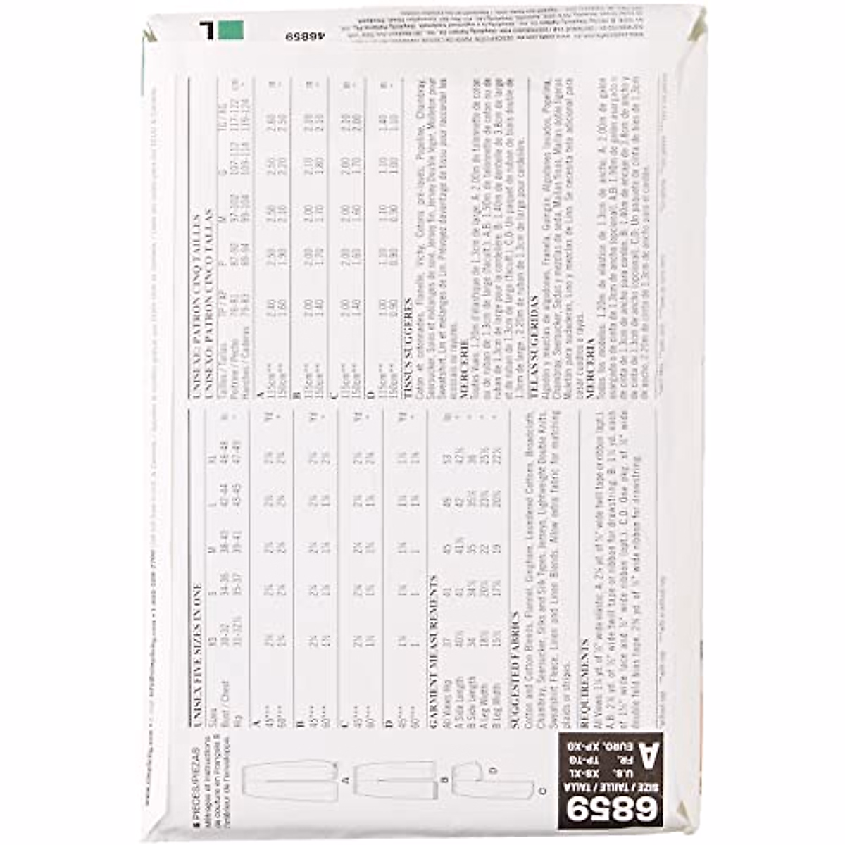 Simplicity U06859A New Look Sewing Misses' and Mens' Pajama Pants and Shorts Sewing Pattern Kit, Code 6859, Sizes XS-XL