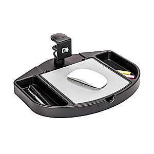 Desk Tray Add-on - CTA Desk Add-on Bundle with Keyboard Tray, Desk Organizer, Heavy-Duty Metal Keyboard, Mouse Tray, Organizer Tray Compartments, and Cable Routing Column (PC-DAB) - Black