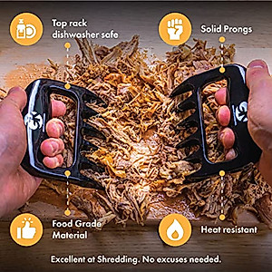 GK’s Premium Combo Set: Super Sharp Solid Meat Shredder Claws Plus Silicone Basting Brush | 1 Pair Meat Claws and 1 Piece Basting Brush | (Black) 