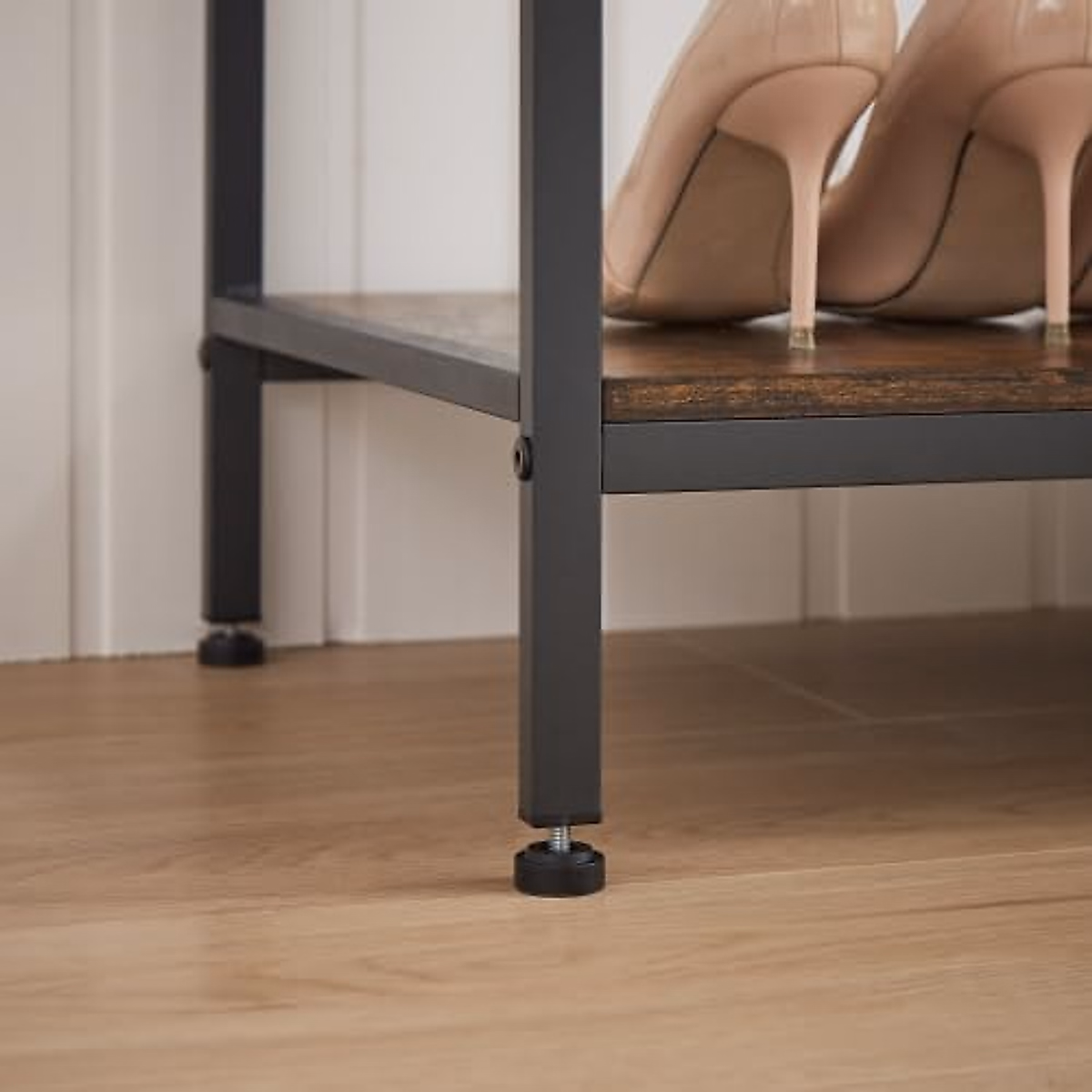 Wekity Freestanding Closet Organizer Heavy Duty, Closet Clothes Organizer, Freestanding Closet Organizer System, Holds 350 Lbs Metal Closet Rack, Clothes Rack (Rustic Brown)