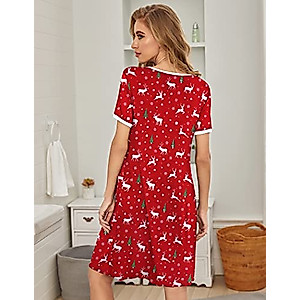 Ekouaer Womens Nightgowns Oversized Nightshirts Women Night Shirts Sleep Gowns Sleepwear Christmas S