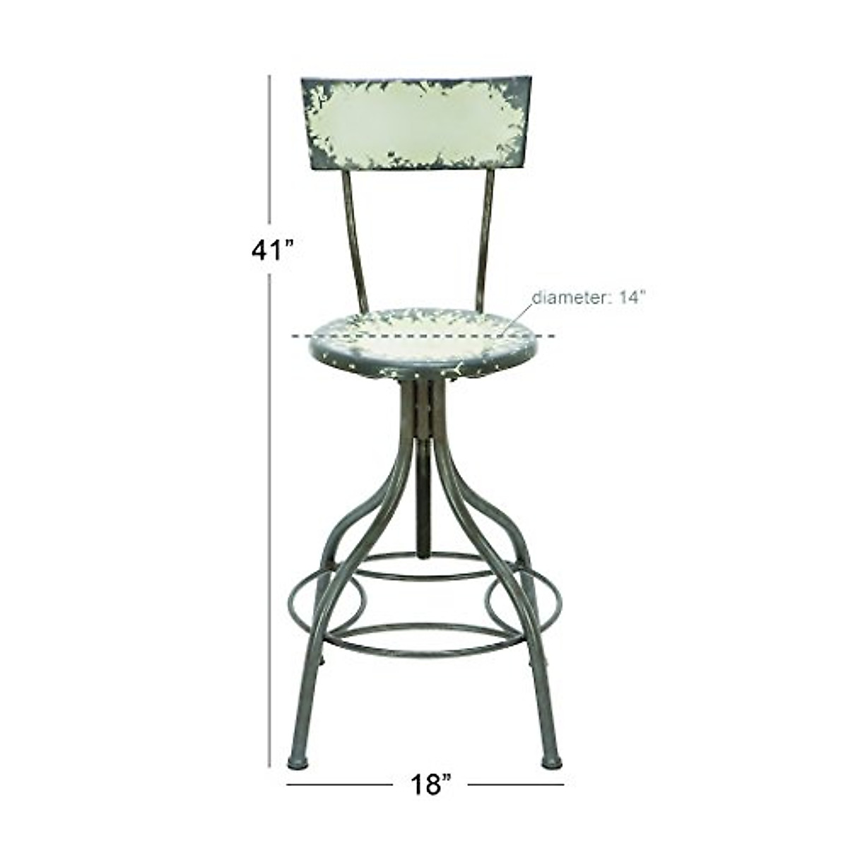 Deco 79 Metal Bar Stool with Backrest, 18" x 18" x 41", Beige