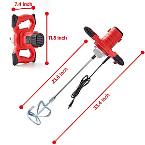 Ganggend 2300W Handheld Electric Concrete Mixer Portable Cement Mixer with 6 Adjustable Speed Mortar Mixer Mud Mixer for Mixing Mud Cement Mortar Paint Fodder