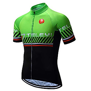 Men Cycling Jersey Short Sleeve Set USA Bike Shirt Reflective,Quick Dry+5D Padded Shorts S-3XL