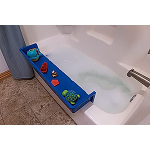 Tub Topper® Bathtub Splash Guard Play Shelf Area -Toy Tray Caddy Holder Storage -Suction Cups Attach to Bath Tub -No Mess Water Spill in Bathroom -Fun for Toddlers Kids Baby
