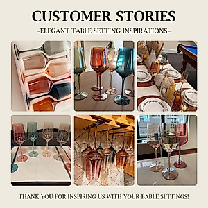 comfit Colored Wine Glasses Set of 6-15 oz, Unfading Color, Hand-blown Wine Glasses - Gifts for Wine Lovers, Thanksgiving Christmas Gifts for Women