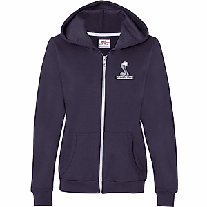 Ford Shelby Cobra Pocket Print Ladies Full Zip Hoodie, Navy XL