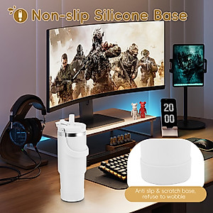 VUSIGN 30 oz Tumbler with Handle and Flip Straw, Stainless Steel Vacuum Insulated Water Bottle Travel Mug Thermal Cup for Home, Office, Car, Outdoors, Sports, Cream