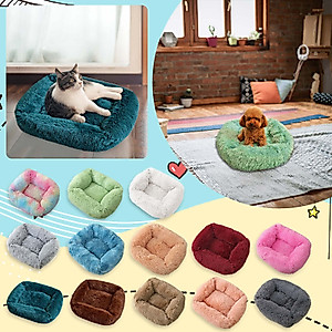 Dog Beds Calming Dog Beds for Small Dogs Buy Again Orders Square Kitten Beds for Indoor Kittens Washable Cat Bed Self Warming Fluffy Soft Anti Anxiety Cat Bed Cat Cuddler Cat Bed