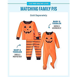 The Children's Place Baby Toddler, Halloween Pajamas, Cotton, Pumpkin One Piece, 3-6 MONTHS