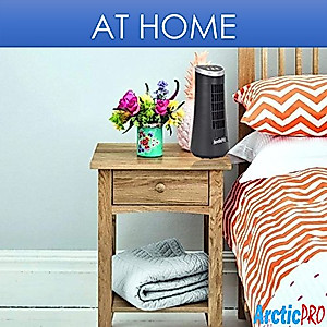 Arctic-Pro MINI DESK OSCILLATING TOWER FAN Slim and Compact Size, 2-Speed, Ultra-Quiet Operation, Convenient Carrying Handle, 75 Degrees of Oscillation For Powerful Circulation, 12 Inches, Black