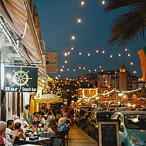 Ampersand Shops 48 Feet Outdoor Solar String Lights Warm White 15 LED Bulbs Home Garden Patio Backyard Mood Lighting