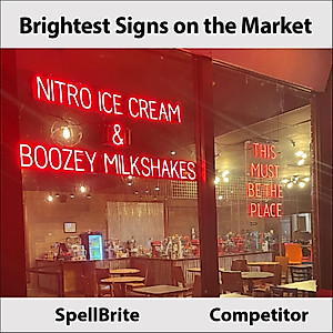 SpellBrite CREPES Sign for Restaurants | Restaurant-Related Signs with Neon Look, Green LED Light | 23.2" x 6.3"