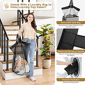 SOLEDI Laundry Basket with Wheels, Laundry Hamper with Lid 90L(23.8 gal), Clothes Hamper with Bag Removable - Rolling Laundry Basket, Move Smoothly- Suitable for Apartment, Bathroom, Bedroom, Dorm