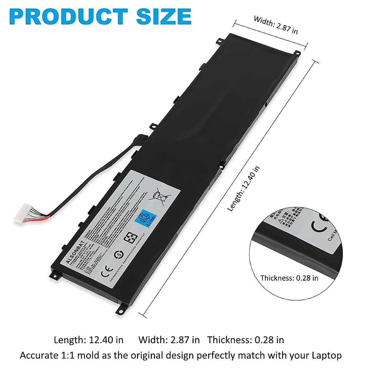 BTY-M6L Laptop Battery Replacement for MSI GS65 Stealth Thin 8SE 8SF 8SG 8RF 9SD 9SE 9SF 9SG PS63 GS60 6QE-054US series for MSI P65 Creator 8RD-021 8SF 9SE series for MSI P75 Creator 9SC 9SE-285ES