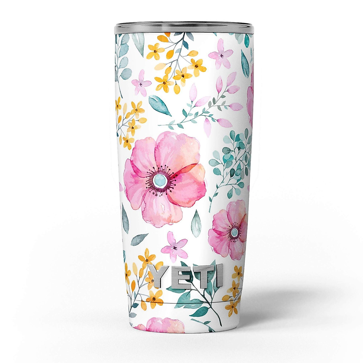 Design Skinz Subtle Watercolor Pink Floral - Skin Decal Vinyl Wrap Kit Compatible with The Yeti Rambler Cooler Tumbler Cups